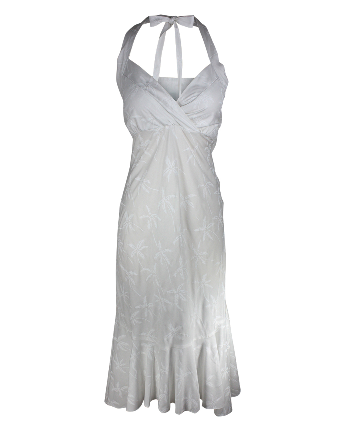 Halter Sundress - Island Palms - White
